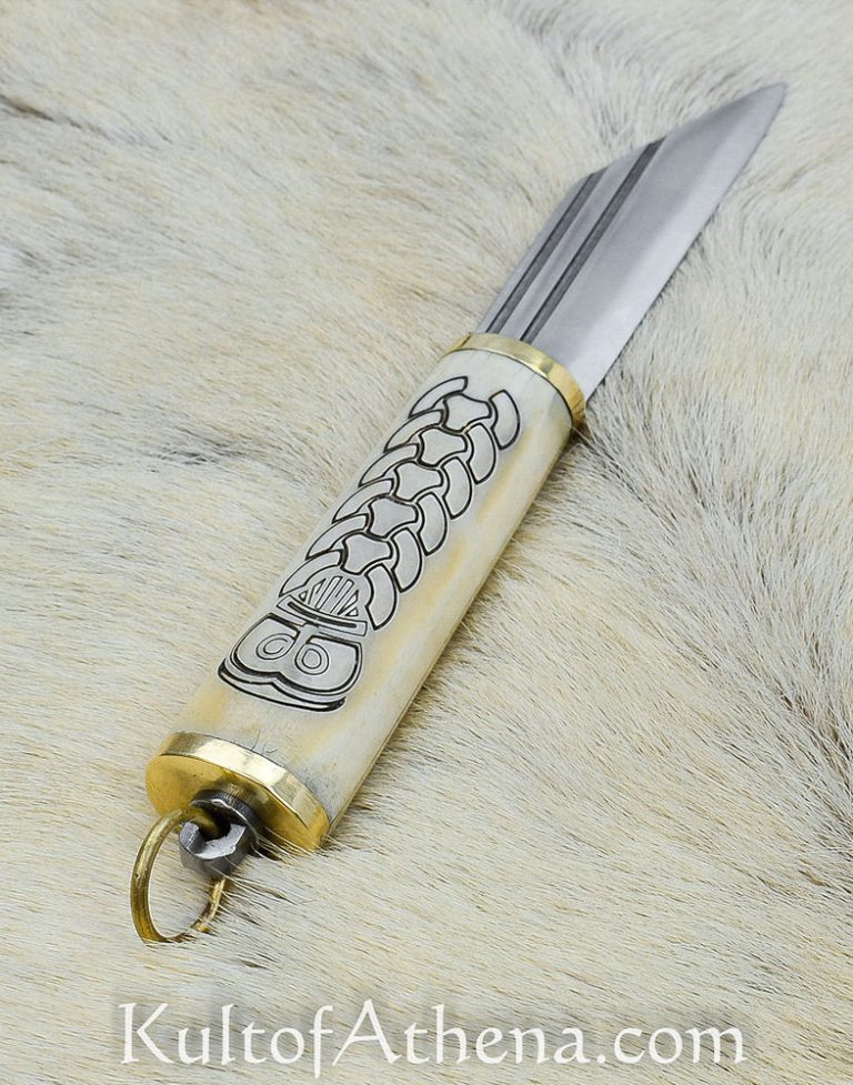 Viking Bone Grip Seax with Etched Norse Knotwork