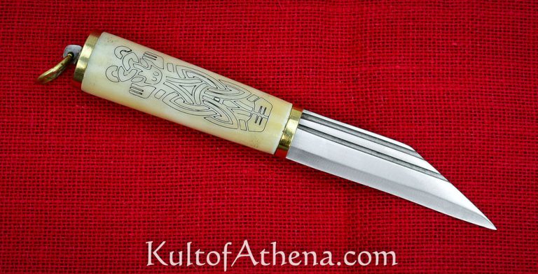 Viking Bone Grip Seax with Etched Norse Design