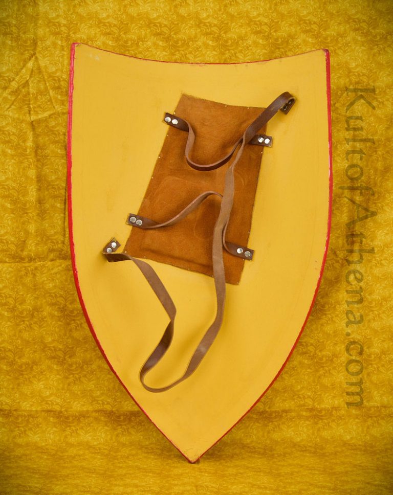 Medieval Heater Shield - White Lion on Red Field