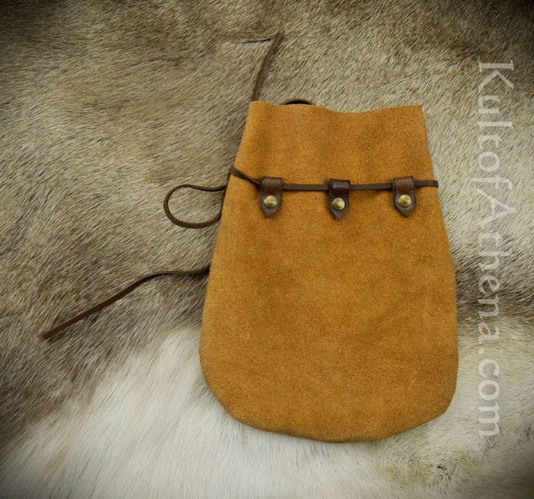 Medieval Large Leather Drawstring Pouch