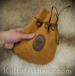 Medieval Large Leather Drawstring Pouch