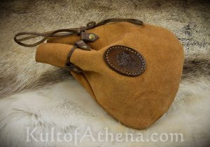 Medieval Large Leather Drawstring Pouch