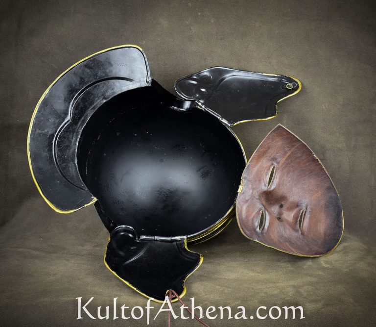 Roman Cavalry Helmet with Brass Mask - 18 Gauge