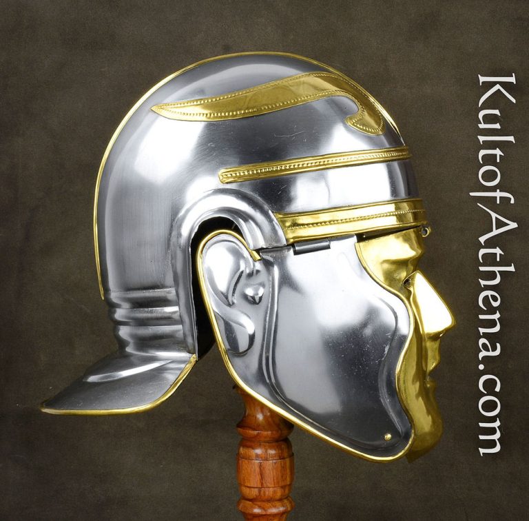 Roman Cavalry Helmet with Brass Mask - 18 Gauge