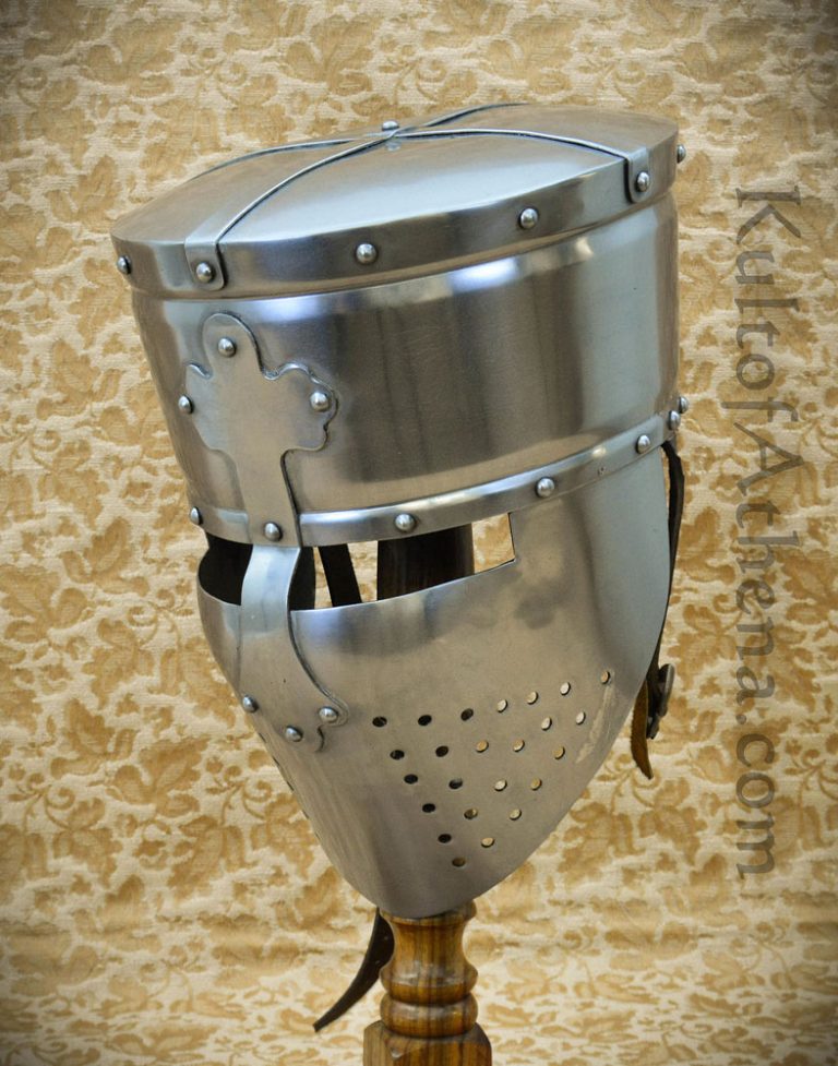 Templar Pot Helm with Faceplate - 18 Gauge