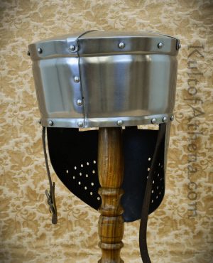 Templar Pot Helm with Faceplate - 18 Gauge