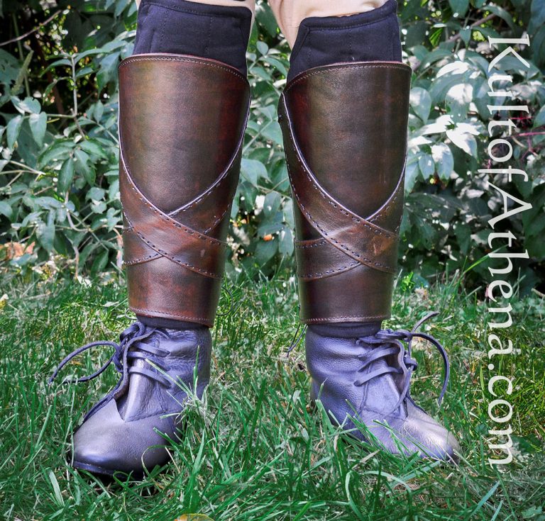 Padded Leather Greaves with Banding
