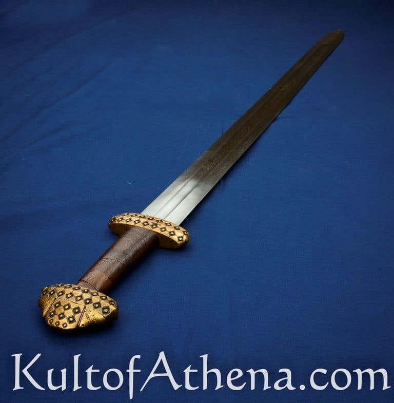 Bronze Hilt Viking Sword with Leather Wrapped Grip