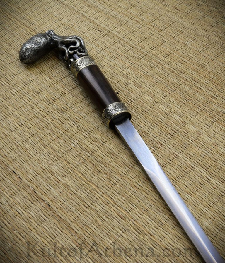 Damascus and Rosewood Octopus Sword Cane
