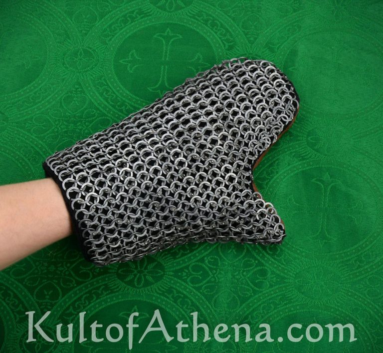 Padded Chainmail Mitten Gauntlets - Alternating Dome Riveted Mild Steel ...