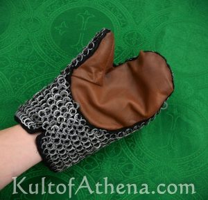 Padded Chainmail Mitten Gauntlets - Alternating Dome Riveted Mild Steel ...