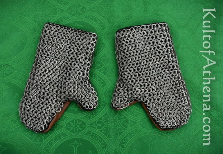 Padded Chainmail Mitten Gauntlets - Alternating Dome Riveted Mild Steel ...