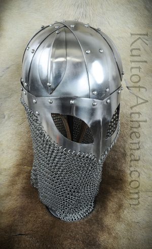 Viking Ocular Helm with Chainmail Camail - 16 Gauge Steel