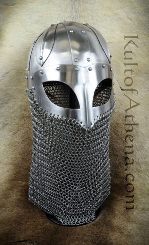Viking Ocular Helm with Chainmail Camail - 16 Gauge Steel