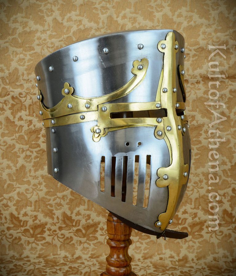 13th Century Great Pot Helm with Brass Crown and Cross