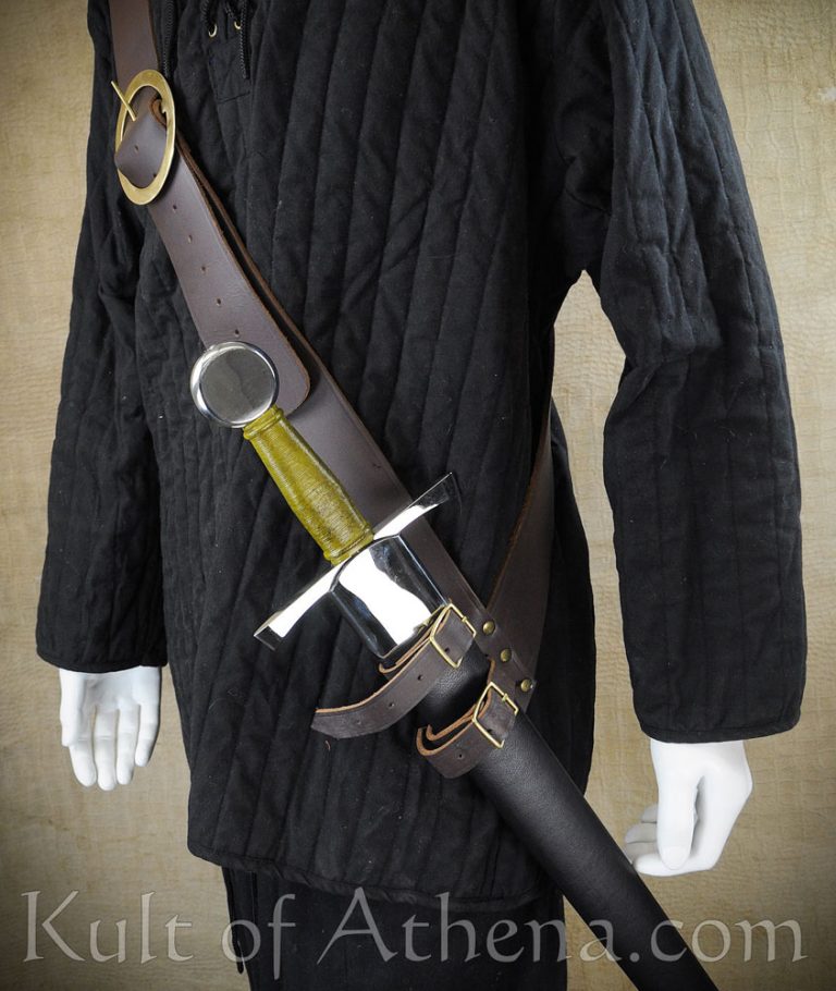 Leather Twin-Buckle Baldric - Brown - Right Handed