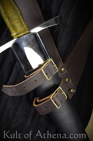 Leather Twin-Buckle Baldric - Brown - Right Handed