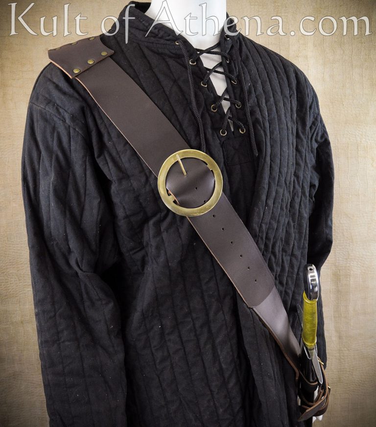 Leather Twin-Buckle Baldric - Brown - Right Handed