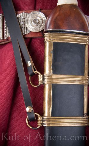 Leather Roman Sword Baldric - Black - For Wearing on Left Hip