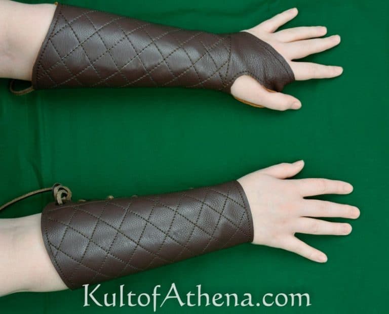 Archer's Leather Gauntlets - For Left-Handed Archer - Brown