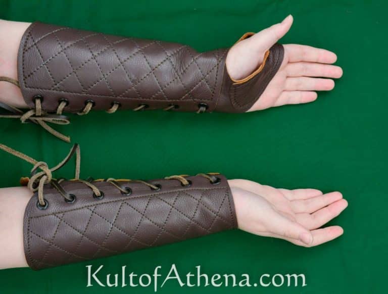 Archer's Leather Gauntlets - For Left-Handed Archer - Brown