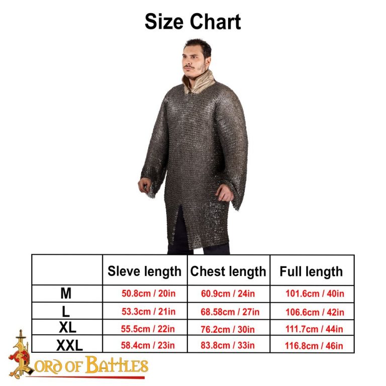 WANM Chainmail Haubergeon - Flat Riveted - Solid Flat Rings Mild Steel