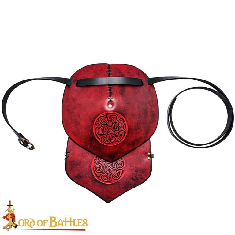Lord of Battles -Celtic Leather Pauldron Embossed Design - Red - Kult ...
