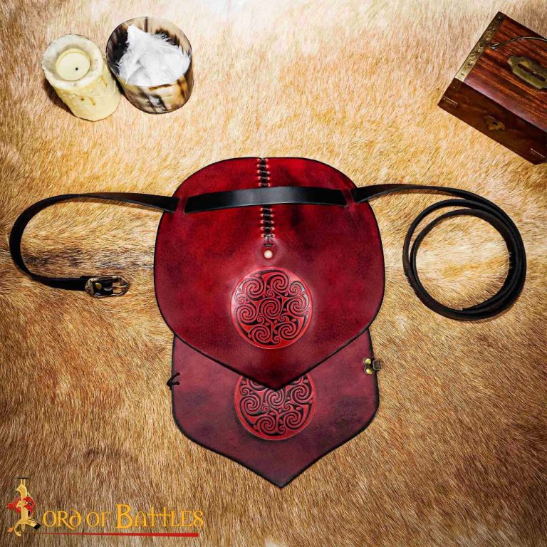 Lord of Battles -Celtic Leather Pauldron Embossed Design - Red - Kult ...