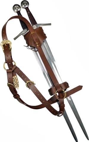 Mythrojan Geralt Twin Sword Back Scabbard - Ideal for LARP Cosplay and ...