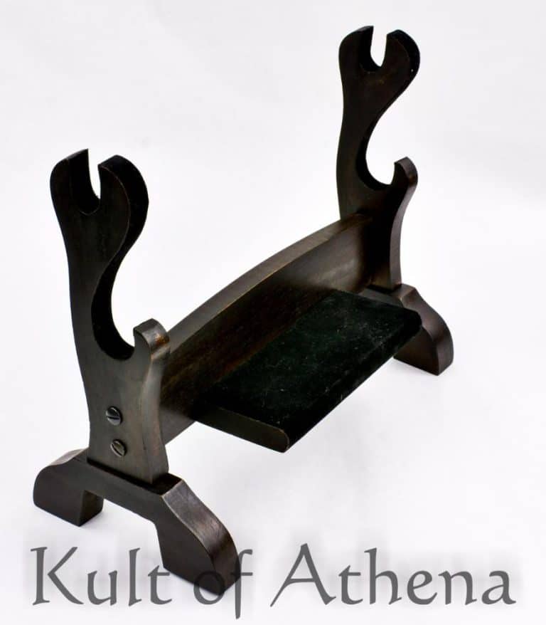Three Tier Sword Display Stand - Dark Walnut Finish