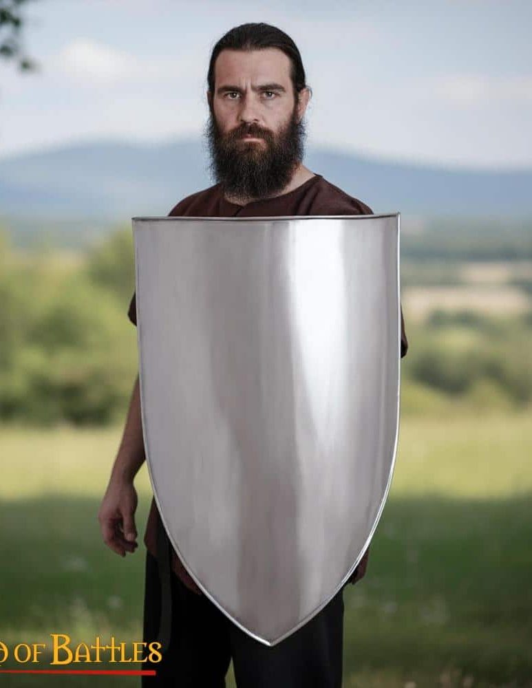 Lord of Battles - Medieval Steel Heater Shield with Right Hand Grip ...